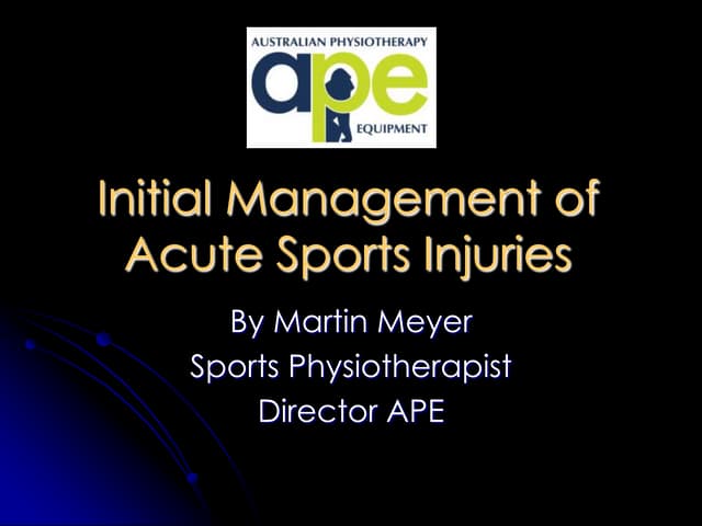 Sports injury management | PPT