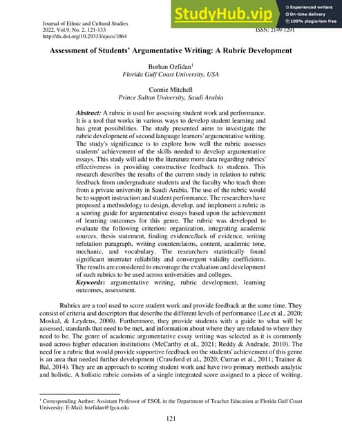 Argumentative Writing And Academic Achievement A Longitudinal Study | PDF