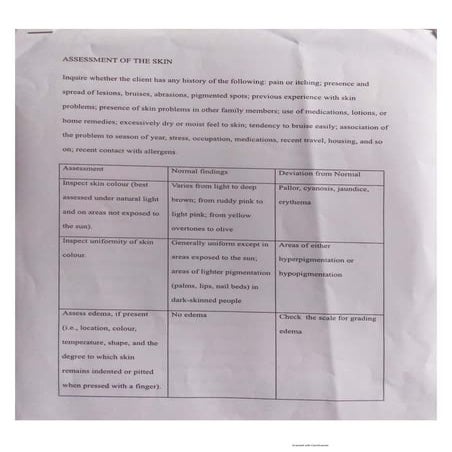 Assessment of the skin | PDF