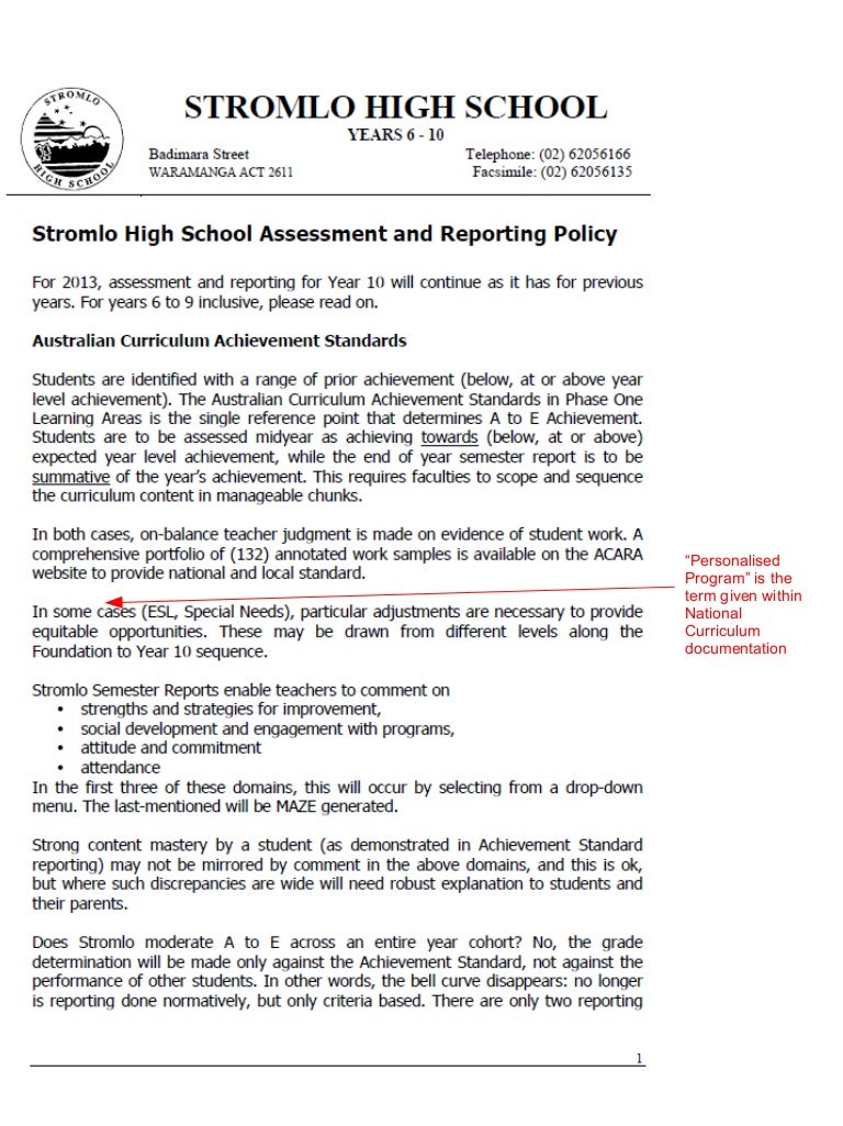 Assessment policy annotated