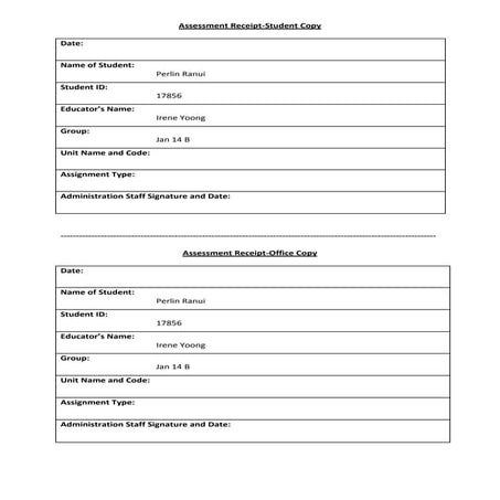 Assessment receipt | DOCX
