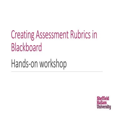 Assessment rubrics in Blackboard | PPTX