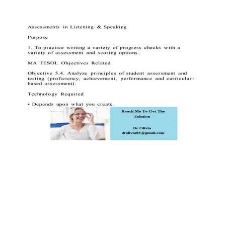 Assessments in Listening & SpeakingPurpose1. To practice wri | DOCX