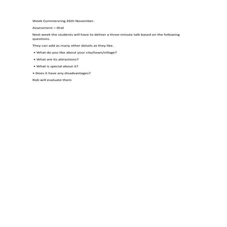 Assessment week | DOCX | Education