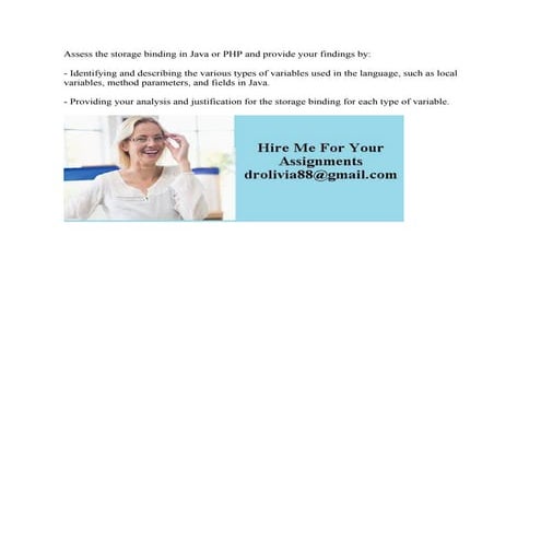 Assess the storage binding in Java or PHP and provide your findings by.pdf