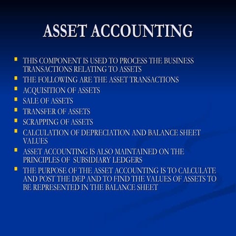 ASSET ACCOUNTING Setup and Configuration | PPT