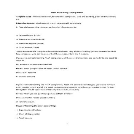 Sap Asset Accounting Configuration Steps As A Subledger Pdf