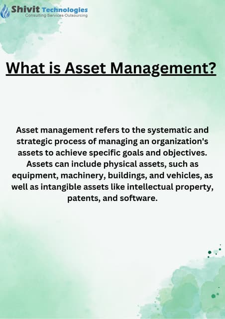Optimizing Asset Performance: Best Practices in Asset Management | PDF