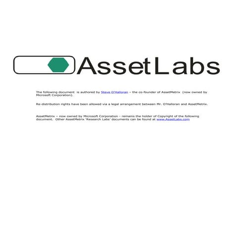 Asset Metrix Win98 Analysis Asset Labs Edition | DOC