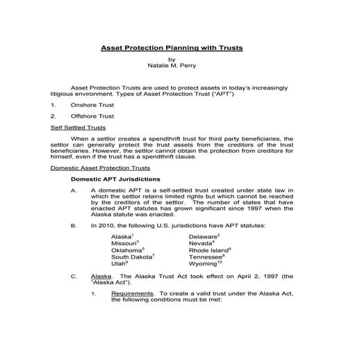 Asset Protection Trusts Final | PDF