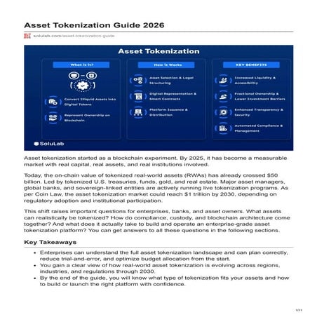 A Guide to Asset Tokenization 2026 . pdf | PDF