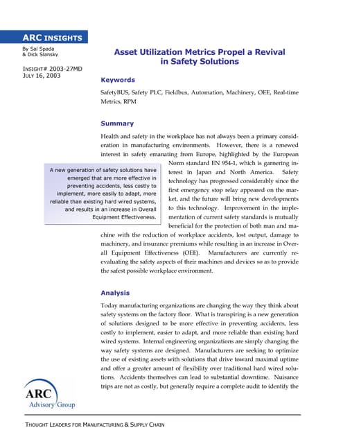Asset Utilization Metrics Propel A Revival In Safety Solutions Pdf