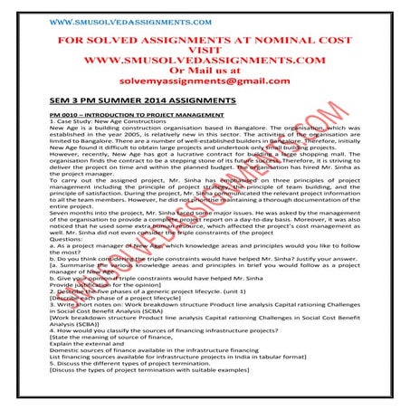 SEM 3 PM SUMMER 2014 ASSIGNMENTS | PDF