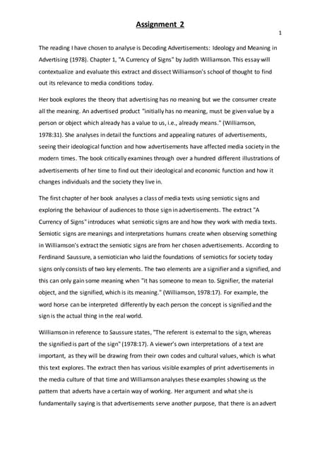 Assignment 1 textual analysis essay long | PDF