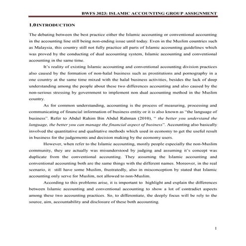 THE DIFFERENCES BETWEEN ISLAMIC ACCOUNTING AND CONVENTIONAL ACCOUNTING | DOCX