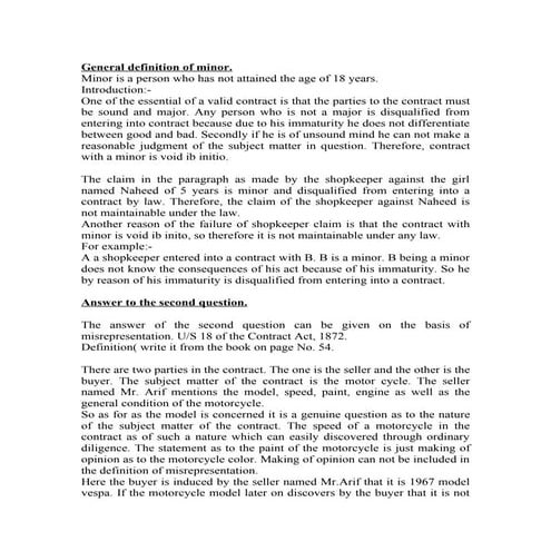 ASSIGNMENT: Business Law (example of answer) | DOC