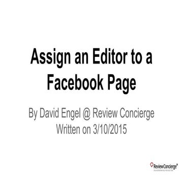 Assign an editor to your Facebook page | PPT