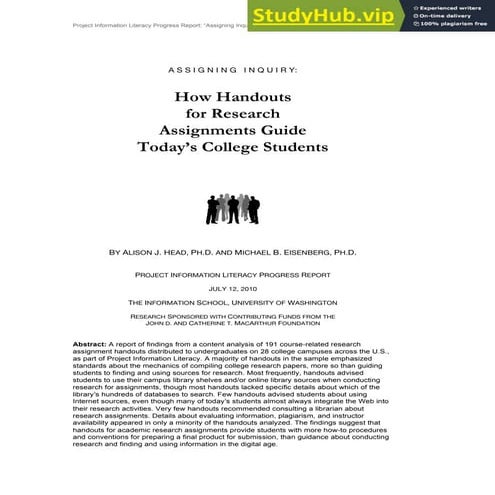 Assigning Inquiry How Handouts For Research Assignments Guide Today S ...