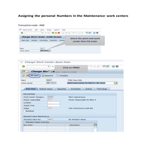 Assigning the personal numbers in the maintenance work centers | DOCX