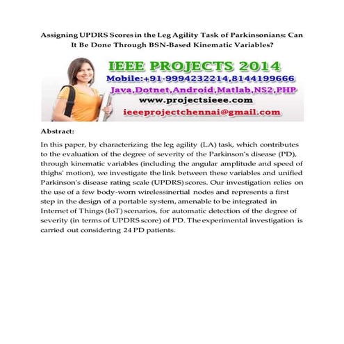 Assigning updrs scores in the leg agility task of parkinsonians can it be done through bsn based ...