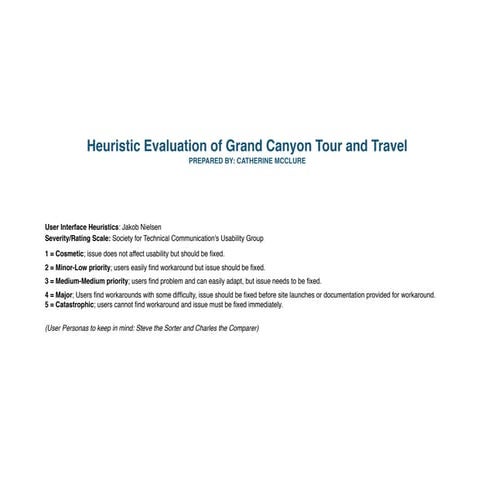 Heuristic Evaluation of Grand Canyon Tour and Travel | PDF