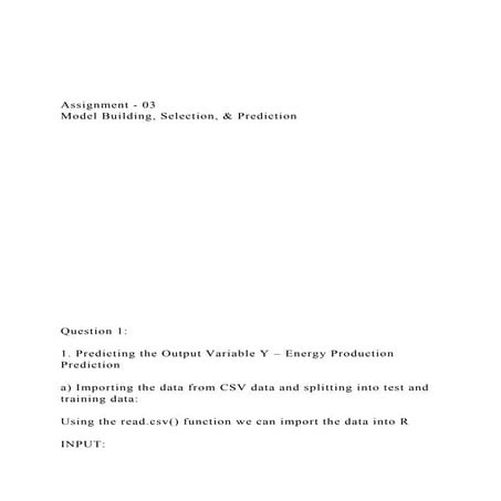 Assignment 03model Building Selection And Predictiondocx