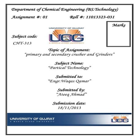 Assignment front page for the student of university of Gujrat | DOCX