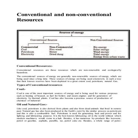 Conventional and Non conventional Energy sources | DOCX