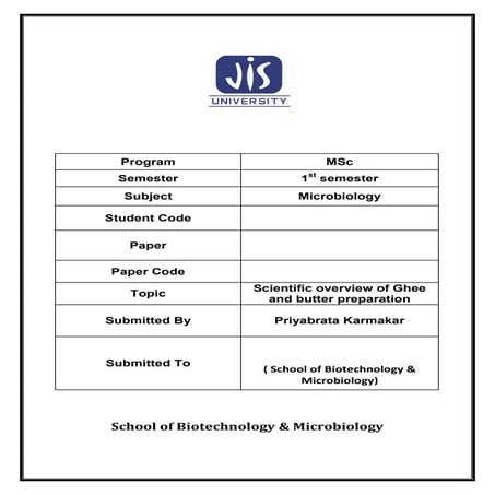 Assignment - Preparation Method of ghee practical | PDF