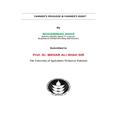 farmers rights and farmer privileges | DOCX