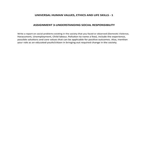 HUMAN VALUES AND ETHICS ASSIGNMENT FOR PRACTICE | PDF