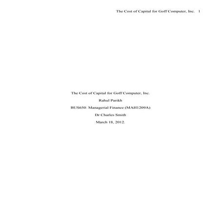 Assignment 3-week-3-the cost of capital for goff computer, inc-gm-dr ...