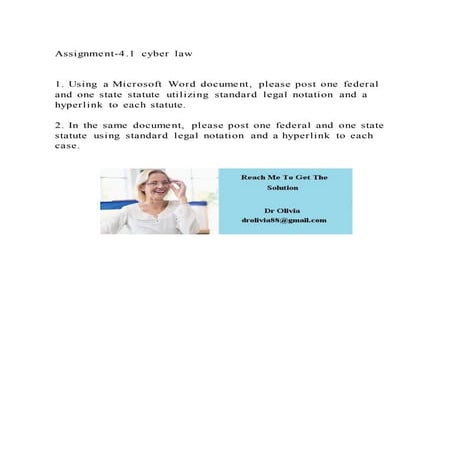 Assignment-4.1 cyber law1. Using a Microsoft Word document, pl | DOCX