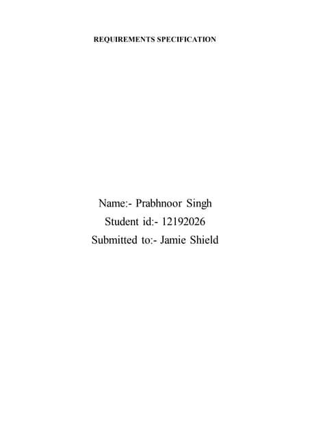 Assignment Requirements Specification Document And Implementation Copy 2 Docx