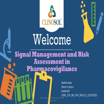 Signal Management and Risk Assessment in Pharmacovigilance | PPTX