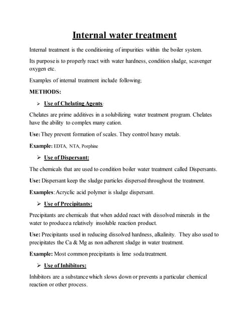 Internal Methods of Water treatment | PPTX | Chemistry | Science