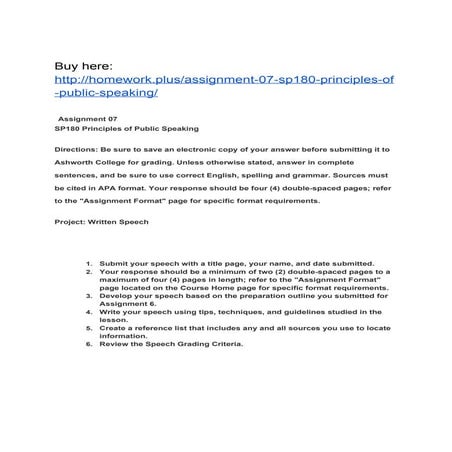 Assignment 07 SP180 Principles of Public Speaking | PDF
