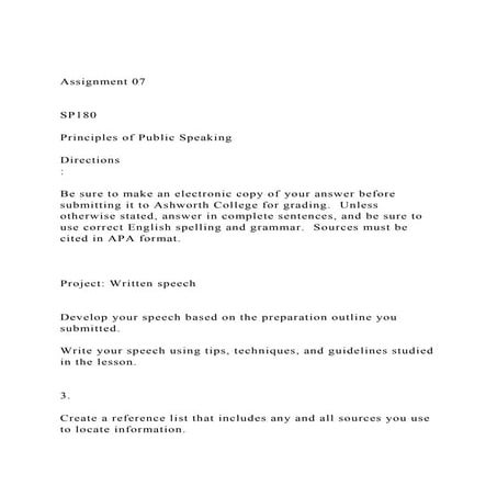 Assignment 07SP180Principles of Public SpeakingDir.docx