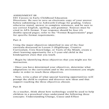 ASSIGNMENT 08E01 Careers in Early Childhood EducationDirection.docx