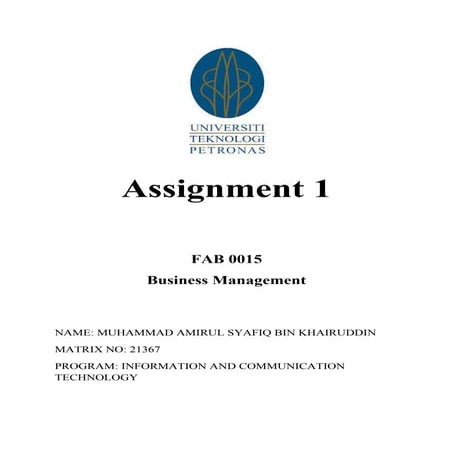 business management assignment sem1 | DOCX