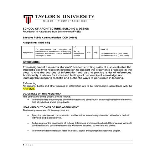 EFFECTIVE PUBLIC COMMUNICATION - ASSIGNMENT #1 | PDF