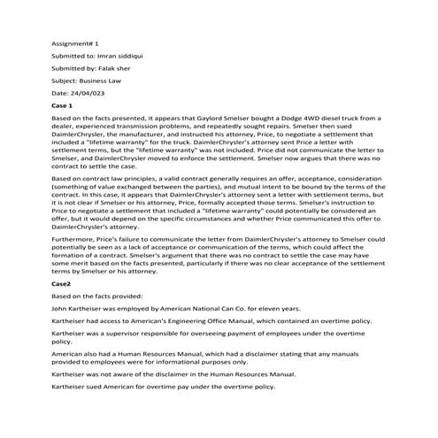 Business Law Case Study | DOCX