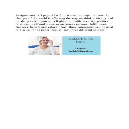 Assignment# 1- 3 page APA format reaction paper on how the changes o.docx