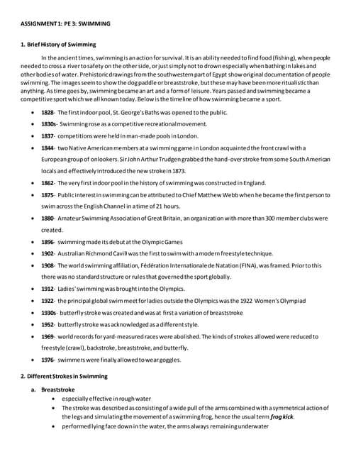 Physical education swimming | PDF