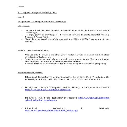Assignment 1 history of educational technology | DOC