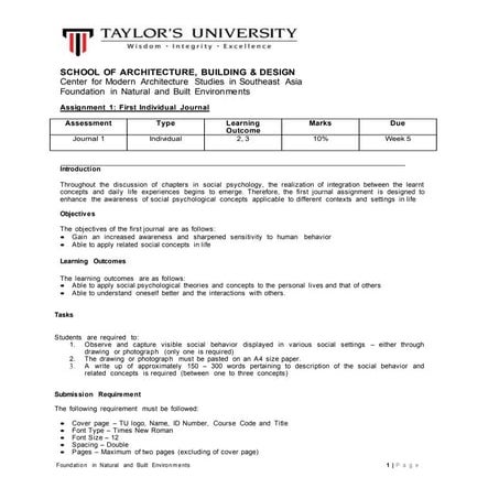 Assignment 1 individual journal | DOCX