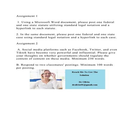 Assignment 1 1. Using a Microsoft Word document, please post one.docx