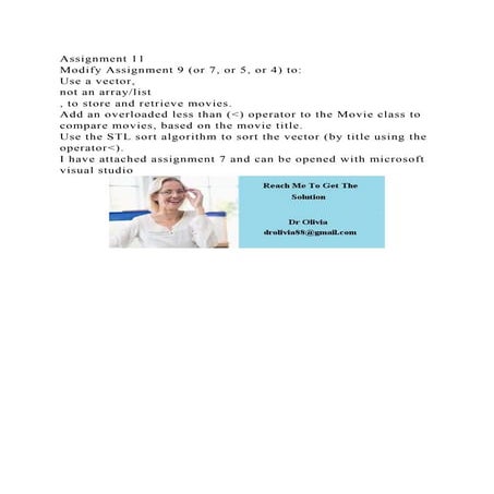 Assignment 11Modify Assignment 9 (or 7, or 5, or 4) toUse a vec.docx ...