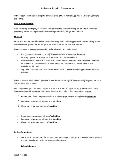 Assignment 11 Unit1 Web authoring | PDF Assignment 11 Unit1 Web authoring | PDF