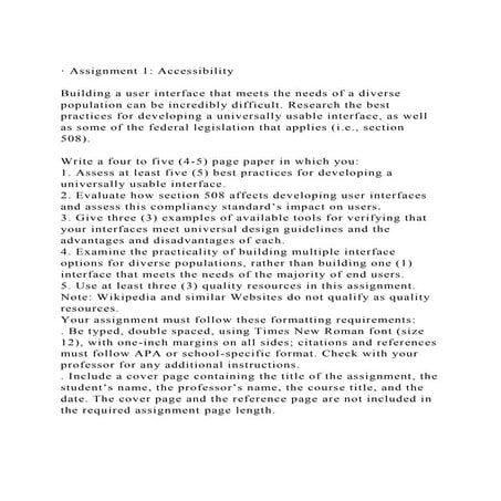 · Assignment 1 AccessibilityBuilding a user interface that me.docx | Technology & Computing